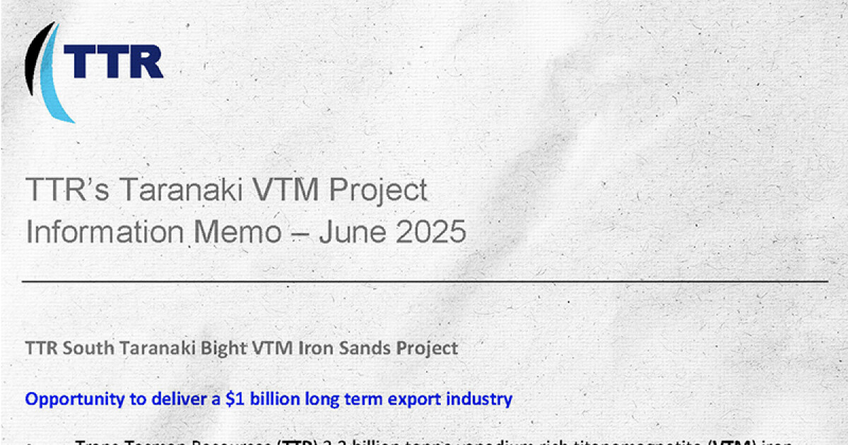 TTR’s Taranaki VTM Project Information Memo – June 2025 | The Platform